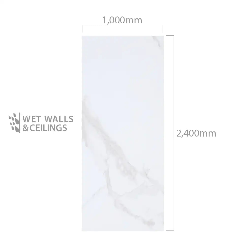 Carrara Marble Supergloss 1m Solid Core Wall Panel – Wet Walls & Ceilings