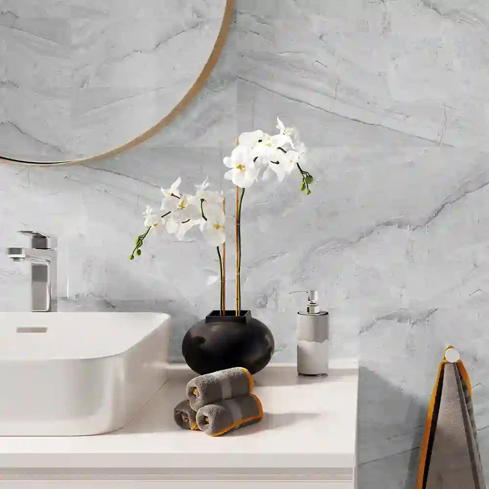 Ash Grey Gloss Tile Panel 30cm x 60cm | Premium Internal Wall Tiles ...