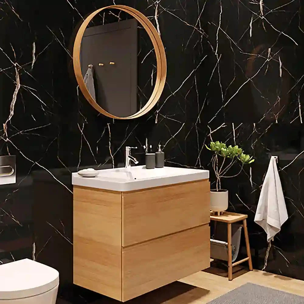 Calcutta Black Gloss Tile Panel 30cm x 60cm | Premium Internal Wall ...