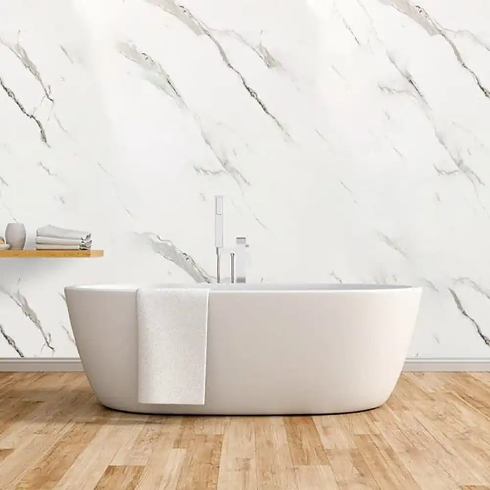 High Gloss Carrara Marble 1m Wide Wall Panel – Wet Walls & Ceilings