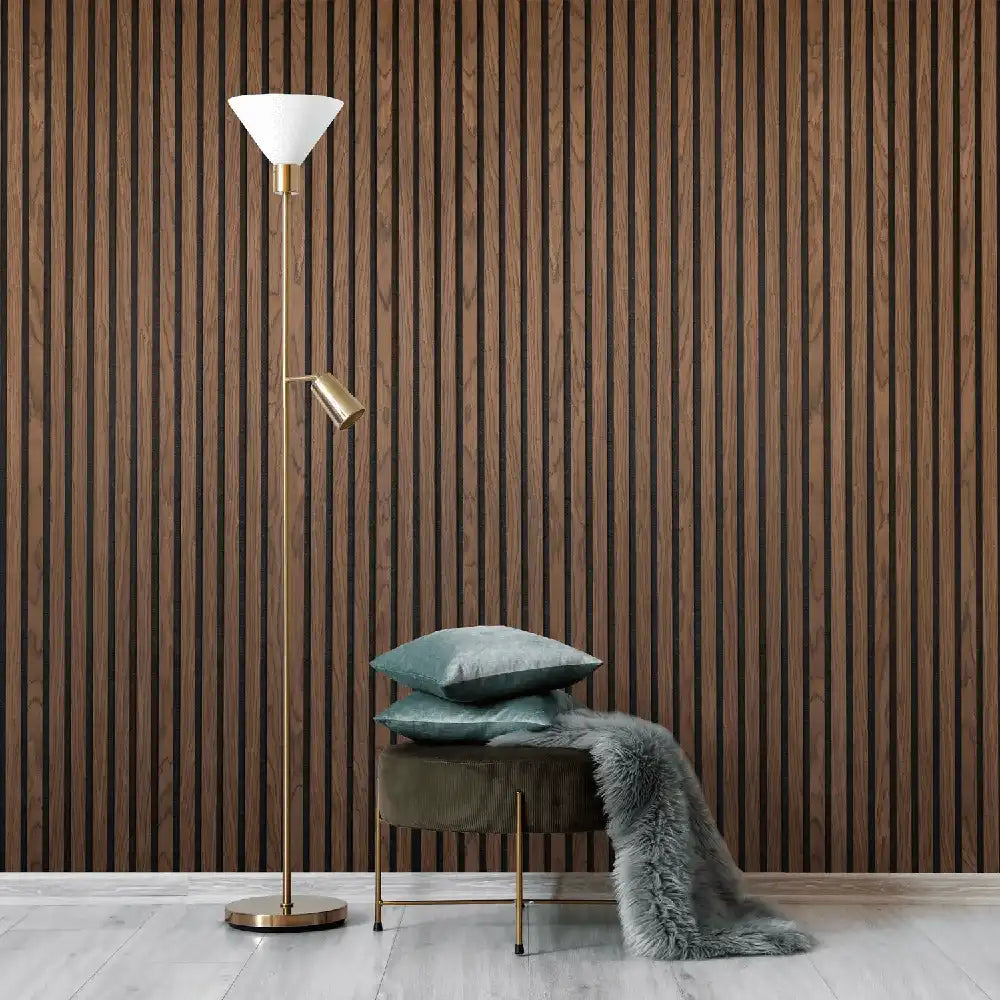 Slatwall Ultra Smoked Walnut 60cm x 2.4m Acoustic Wall Panel – Wet ...