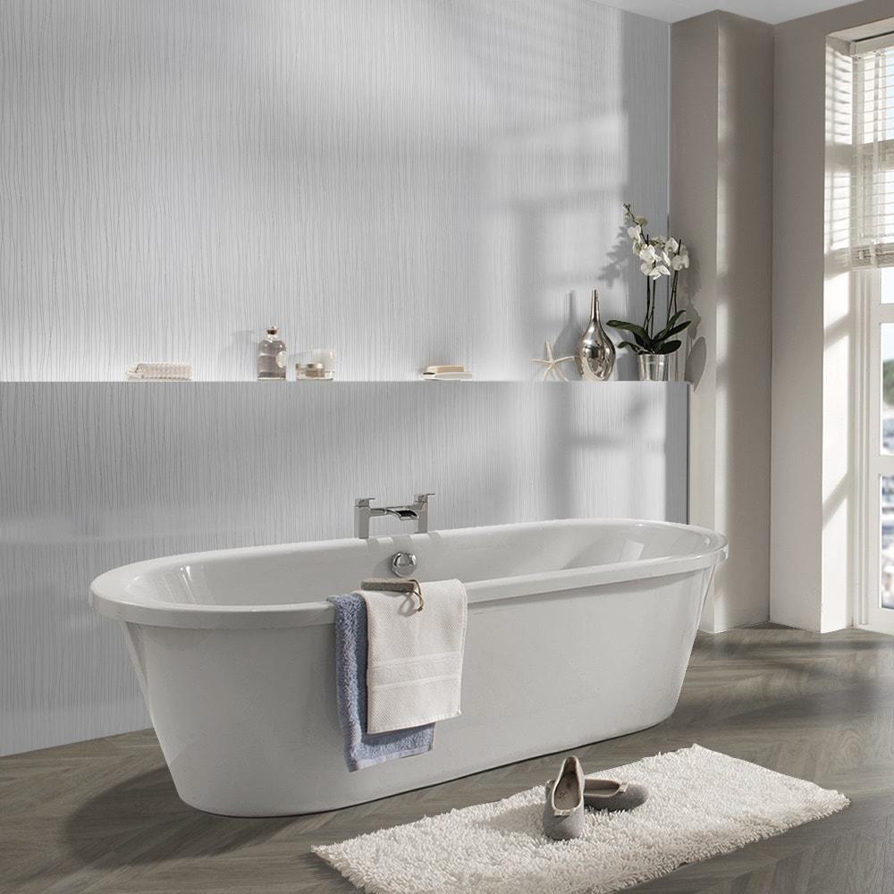White Gloss Silver Strings 25cm x 270cm Wet Wall Panel – Wet Walls ...