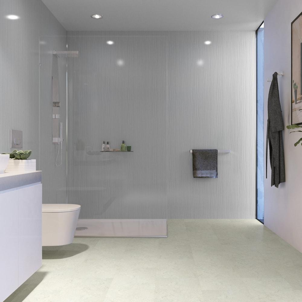 White Gloss Silver Strings 25cm x 270cm Wet Wall Panel – Wet Walls ...